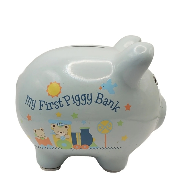 small wonders | Other | Piggy My First Piggy Bank Blue Ceramic Great ...